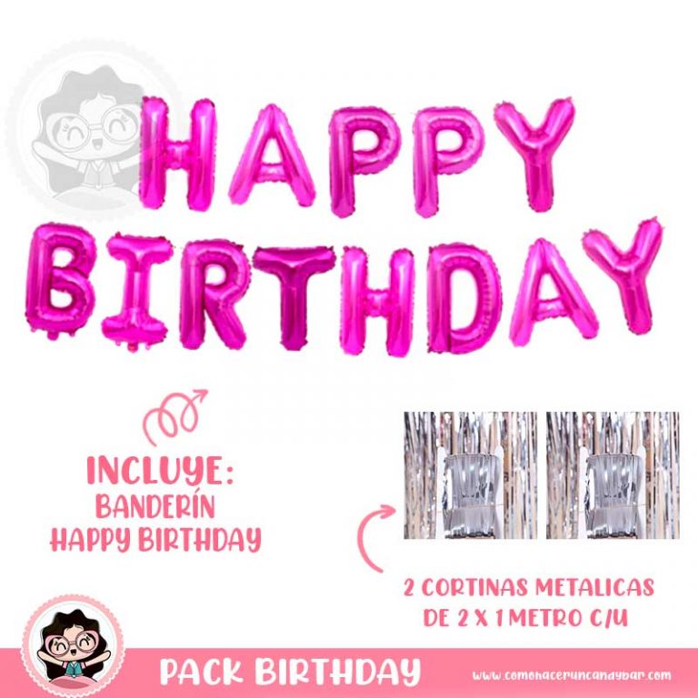 Set Letrero Happy Birthday Magenta - Como hacer un Candy bar: Tienda de ...
